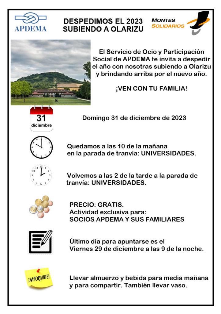 SUBIDA A OLÁRIZU PARA DESPEDIR EL AÑO 2023 | Apdema